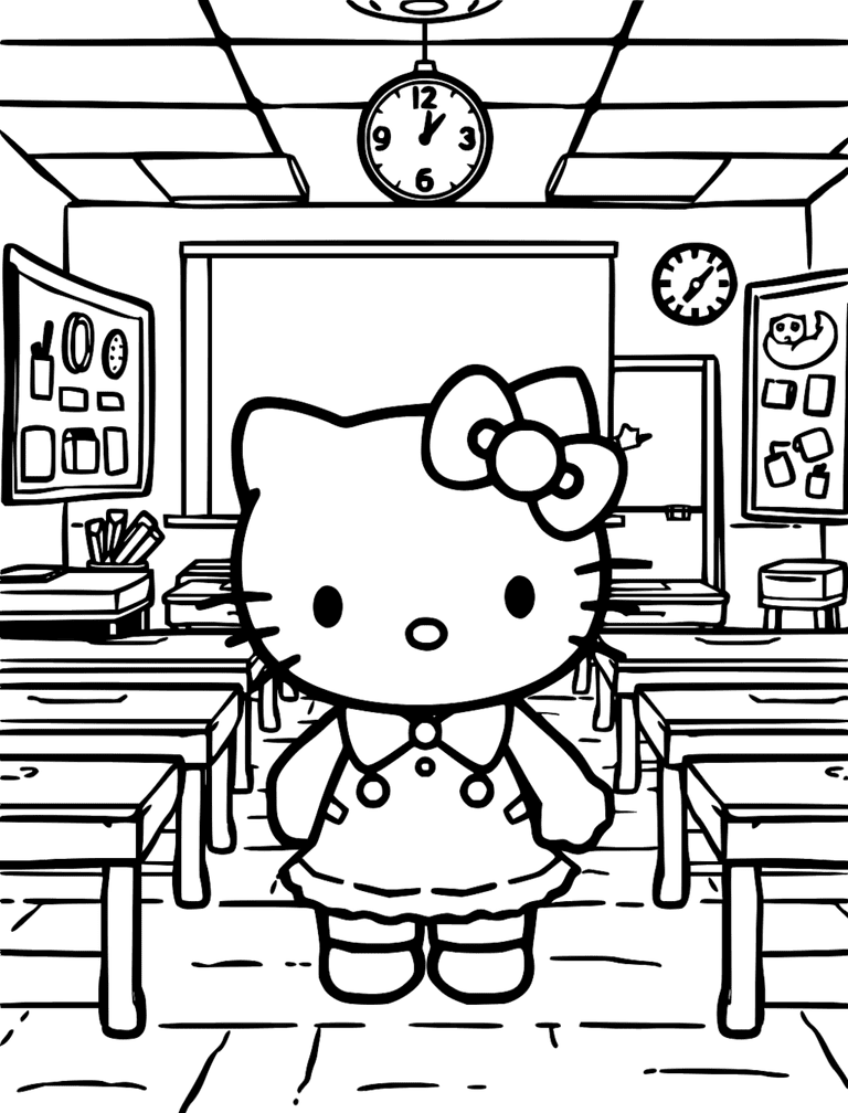 Hello Kittys Classroom Adventure Coloring Page 